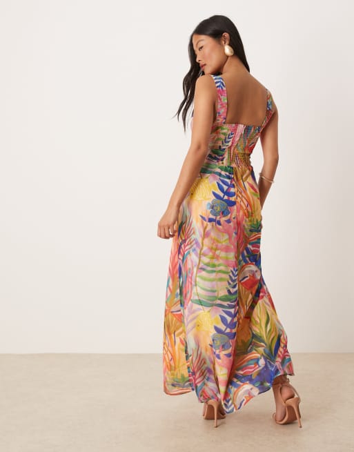Hope & Ivy Petite corset detail maxi dress in multi sea life print | ASOS