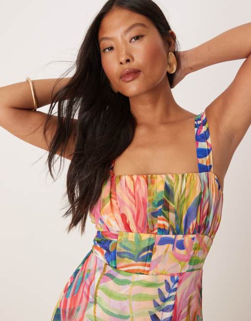 Hope & Ivy Petite corset detail maxi dress in multi sea life print | ASOS