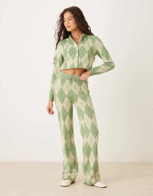 House of Sunny Argyle lounge pants in matcha green - part of a set | ASOS