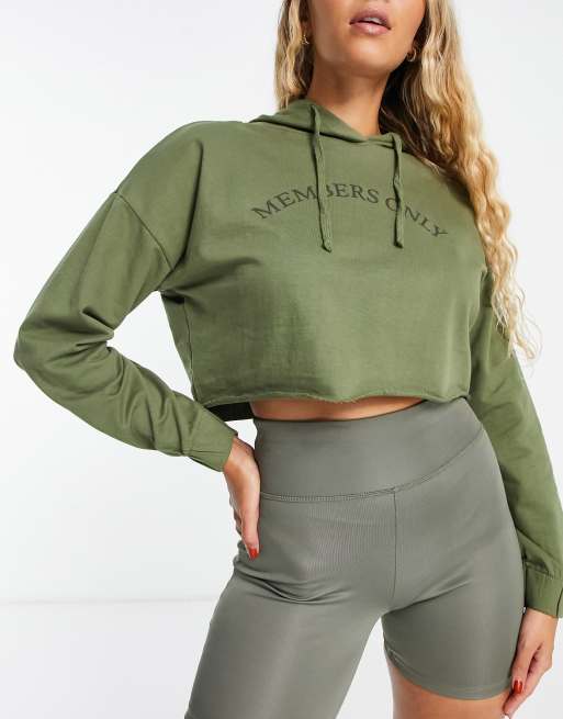Hoxton Haus – Kurz geschnittener Kapuzenpullover in Khaki, Kombiteil | ASOS