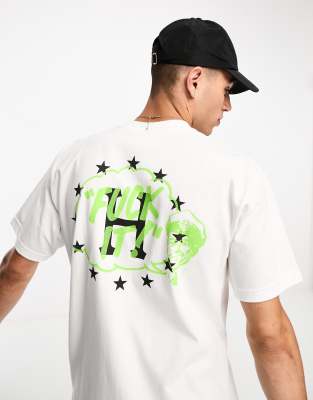 HUF galactic motto short sleeve t-shirt in white with chest and back ...