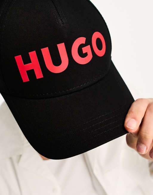 HUGO 582 large logo baseball cap in black | ASOS