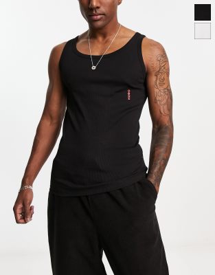 HUGO Bodywear 2 pack tank tops in black and white | ASOS