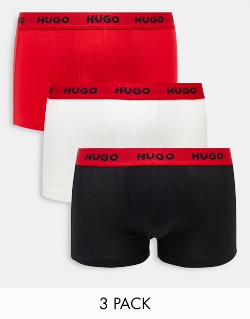 HUGO Bodywear 3 pack trunks in multi with contrast waistband | ASOS