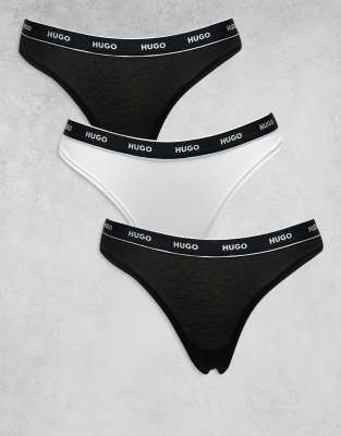 HUGO Bodywear - Lot de 3 strings - Noir et blanc | ASOS