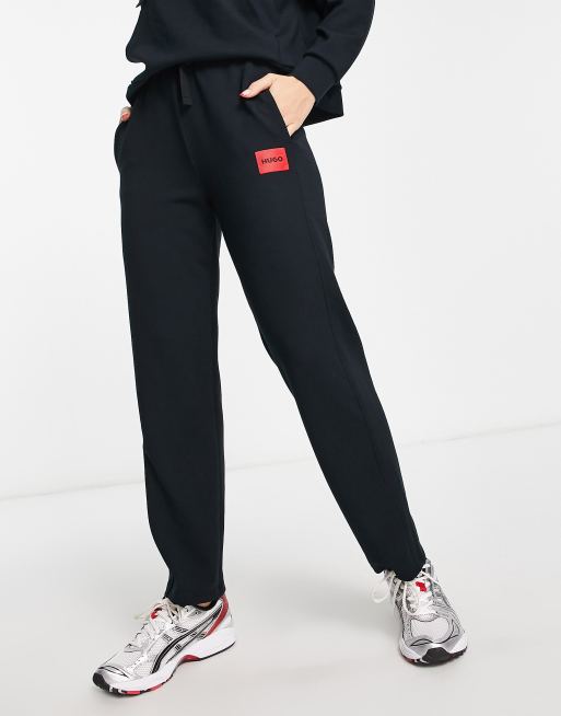 HUGO Bodywear Pure straight fit trackies in black | ASOS