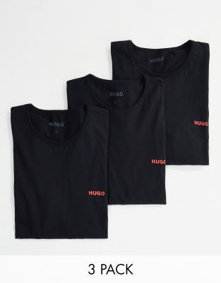 Hugo Boss – Svarta t-shirts med långa ärmar, 3-pack | ASOS