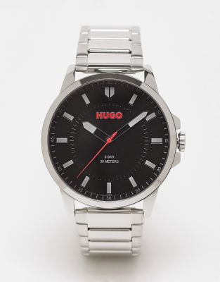 Hugo bracelet watch with black dial in silver 1530246 | ASOS