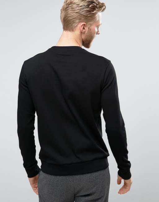 HUGO by HUGO BOSS Dicago Sweat shirt ras de cou avec logo a l envers Noir ASOS