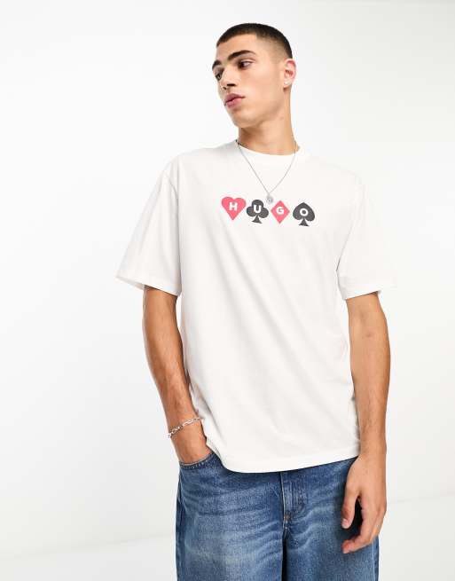 HUGO Doober logo relaxed fit t-shirt in white | ASOS
