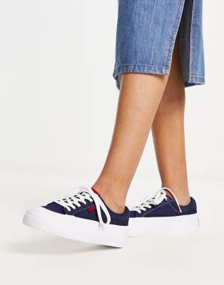 HUGO Dyer Tenn sneakers in dark blue denim | ASOS
