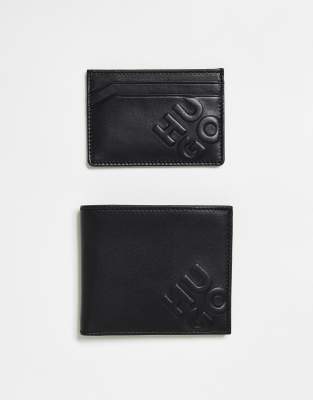 HUGO GBHM wallet and card holder gift set in black | ASOS