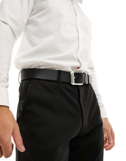 HUGO gelio leather belt in black | ASOS