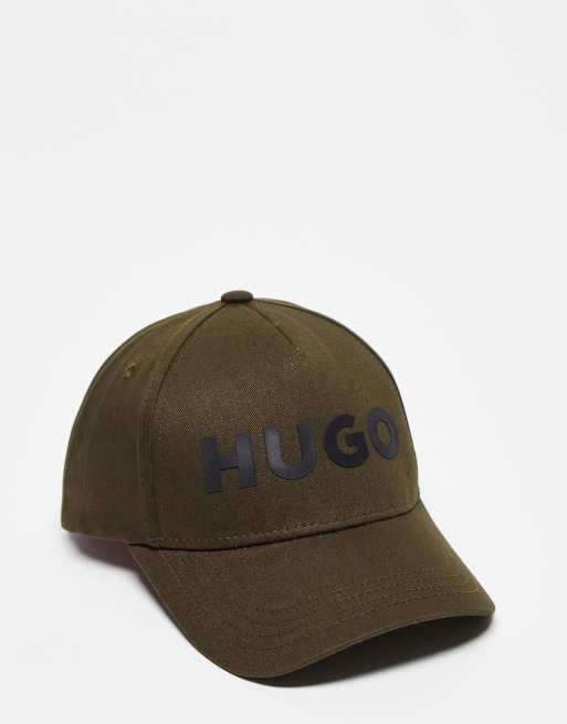 HUGO large logo baseball cap in khaki | ASOS