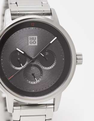 Hugo mens bracelet watch with black dial in silver 1530266 | ASOS