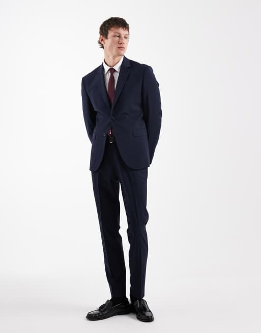 Hugo Red Arti hesten co-ord slim fit suit trousers in dark blue | ASOS