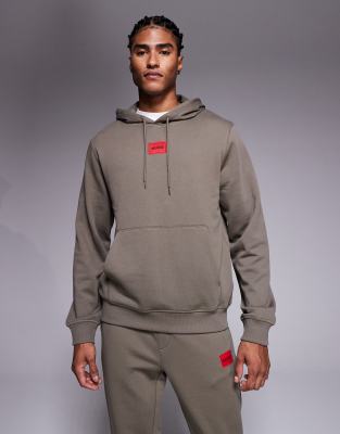 HUGO RED co-ord Daratschi central label logo hoodie in mid grey - GREY ...
