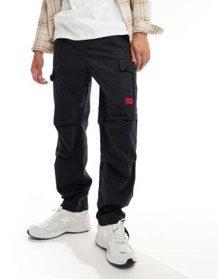 HUGO Red garlo cargo trousers in black | ASOS