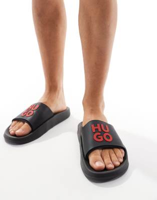 HUGO Red Nil sliders in black | ASOS