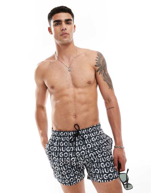 HUGO Tortuga swim shorts in black | ASOS