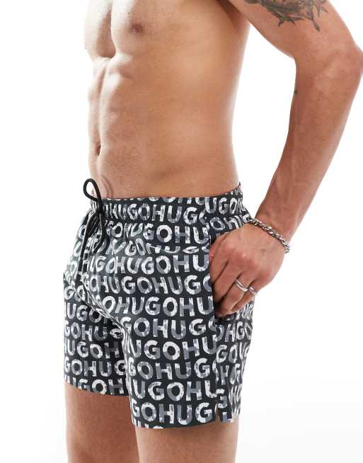 HUGO Tortuga swim shorts in black | ASOS