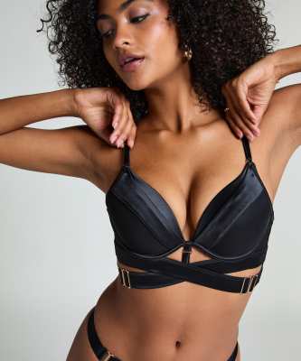 Hunkemoller - Colette - Soutien-gorge push-up long rembourré à armatures - Noir | ASOS