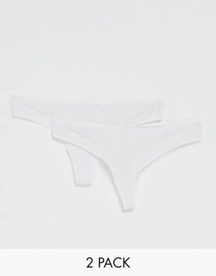 Hunkemoller Kim 2-pack cotton lingerie thongs in white | ASOS
