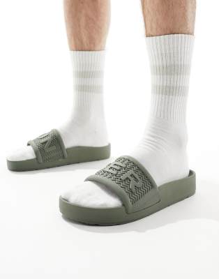 Hunter Bloom algae foam sliders in green | ASOS