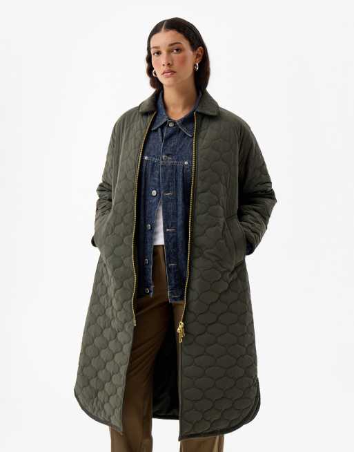 Hunter Fionn long coat in dark olive | ASOS