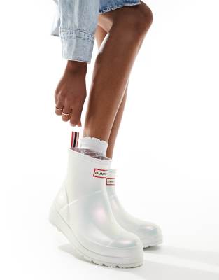 Hunter Nebula play short wellies in silver | ASOS