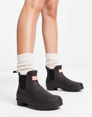 Hunter original refined chelsea wellington boots in matte black | ASOS