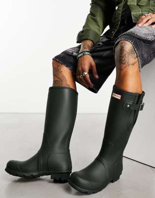 Hunter Original Side Adjustable Wellington Boots in Olive | ASOS