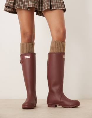 Hunter Original tall wellington boots in muted berry | ASOS