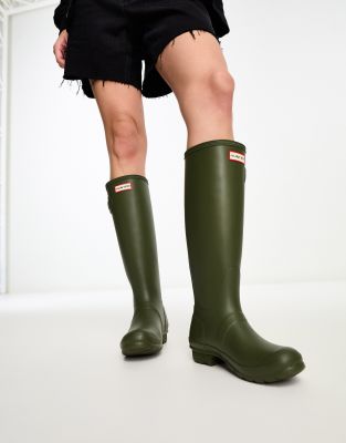Hunter original tall wellington boots in olive | ASOS