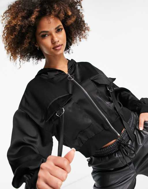 I Saw It First bomber jacket with ring detail in black | ASOS