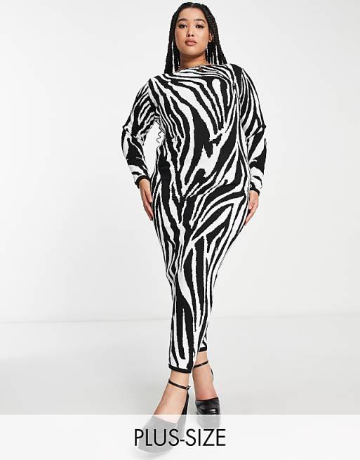 I Saw It First Plus knitted midi dress in zebra print | ASOS I Saw It First Plus knitted midi dress in zebra print | ASOS