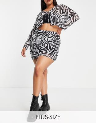 I Saw It First Curve I Saw It First Plus Mesh Mini Skirt In Zebra ...