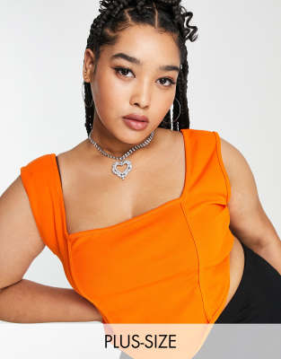 I Saw It First Plus structured corset top in orange | ASOS