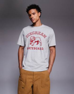 Ice Cream – Grå t-shirt med korta ärmar och Bulldog-tryck | ASOS