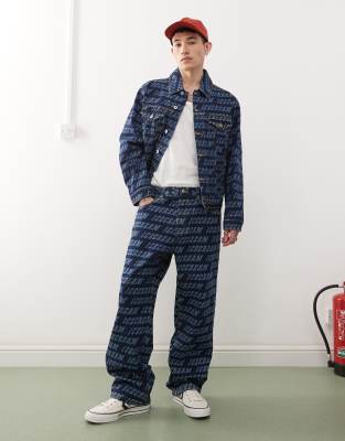 ICECREAM monogram straight leg denim jeans co-ord in mid wash blue | ASOS