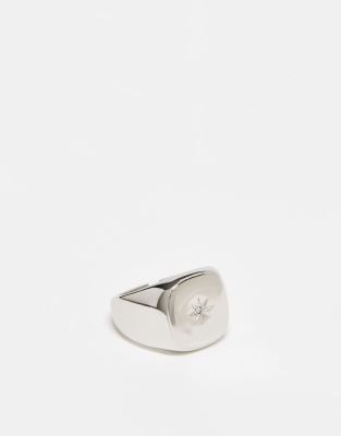 Icon Brand stainless steel vintage star signet ring in silver | ASOS