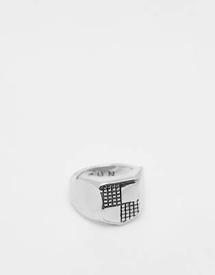 Icon shield signet pinky ring in silver | ASOS