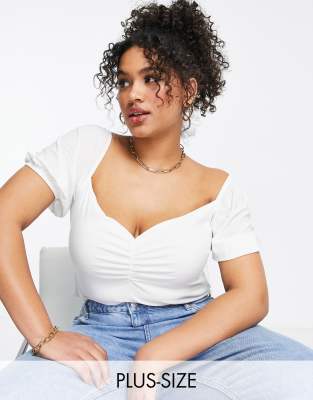 In The Style Plus x Dani Dyer exclusive puff sleeve body in white | ASOS