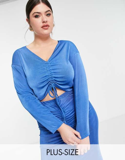 In The Style Plus X Liberty Exclusive Long Sleeve Ruched Front Top Co