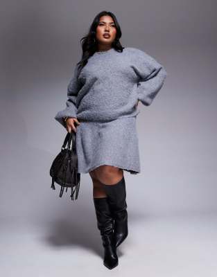 In The Style Plus x Natalya Wright fluffy knitted skirt and jumper co ...