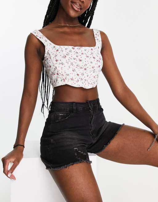 In The Style x Jac Jossa - Short en jean effet usé avec ourlet brut ...
