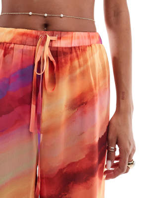 In The Style x Perrie Sian Exclusive wide leg beach trousers co ord in orange ombre