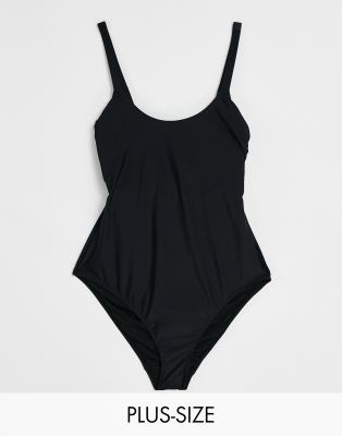 Ivory Rose Curve Exclusive scoop swimsuit in black | ASOS