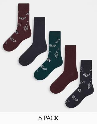 Jack & Jones 5 pack socks in paisley print | ASOS