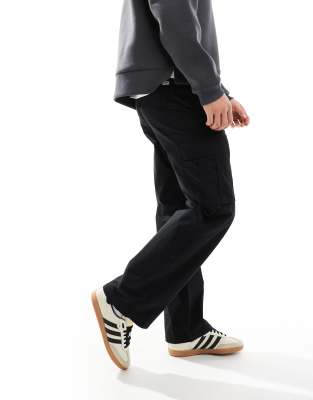 Jack & Jones Bill wide fit cargos in black | ASOS